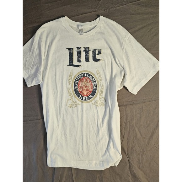 Miller Lite | Shirts | Miller Lite Men Xl White Beer Logo T Shirt Short ...